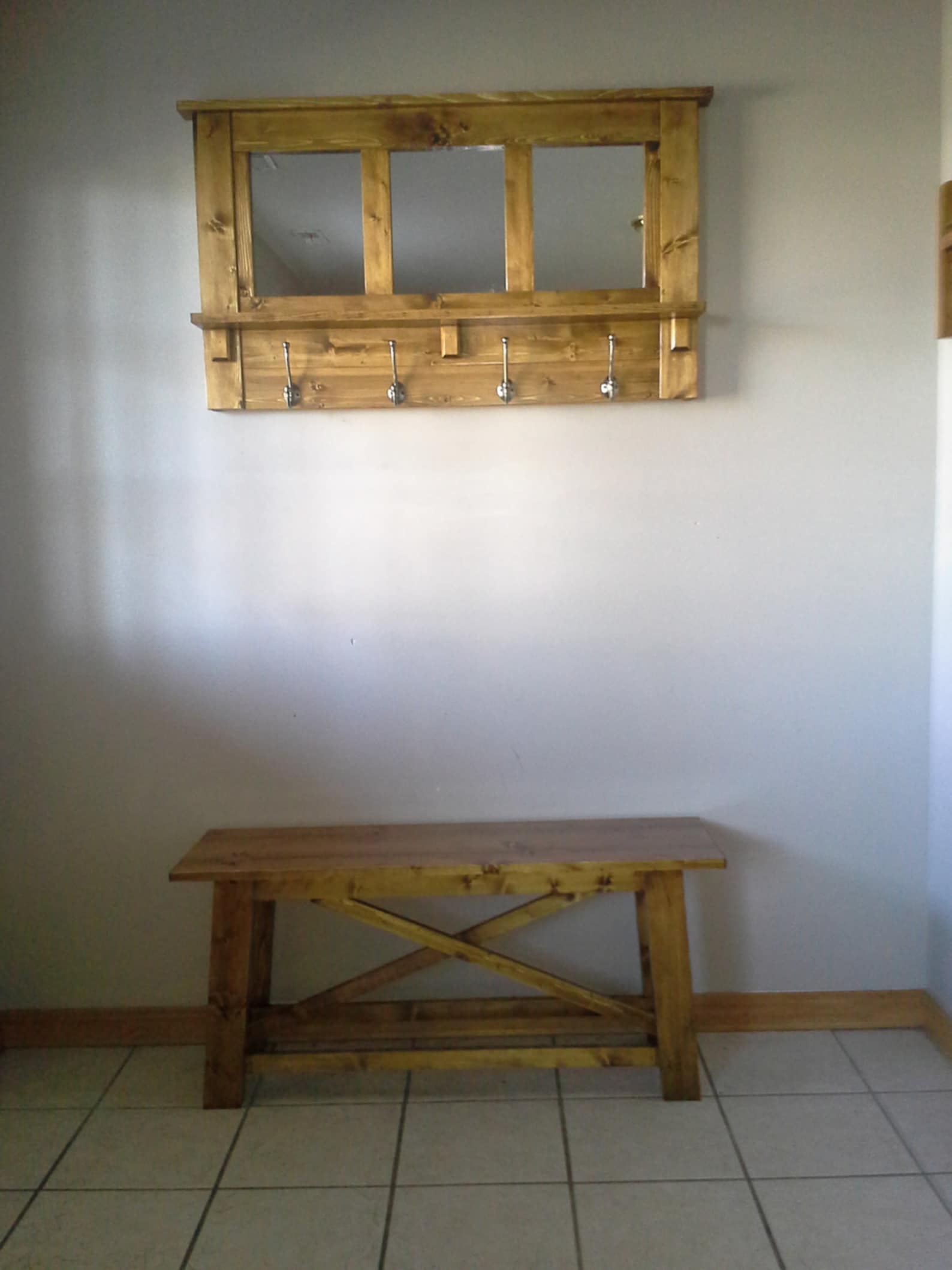 Rustic Entryway Set, Entryway Decor Set, Coat Rack and Mirror, Rustic ...