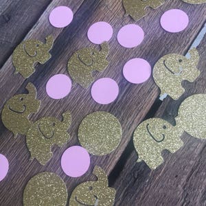 Pink and Gold Glitter Elephant Confetti, 50 Pieces, Elephant Birthday ...