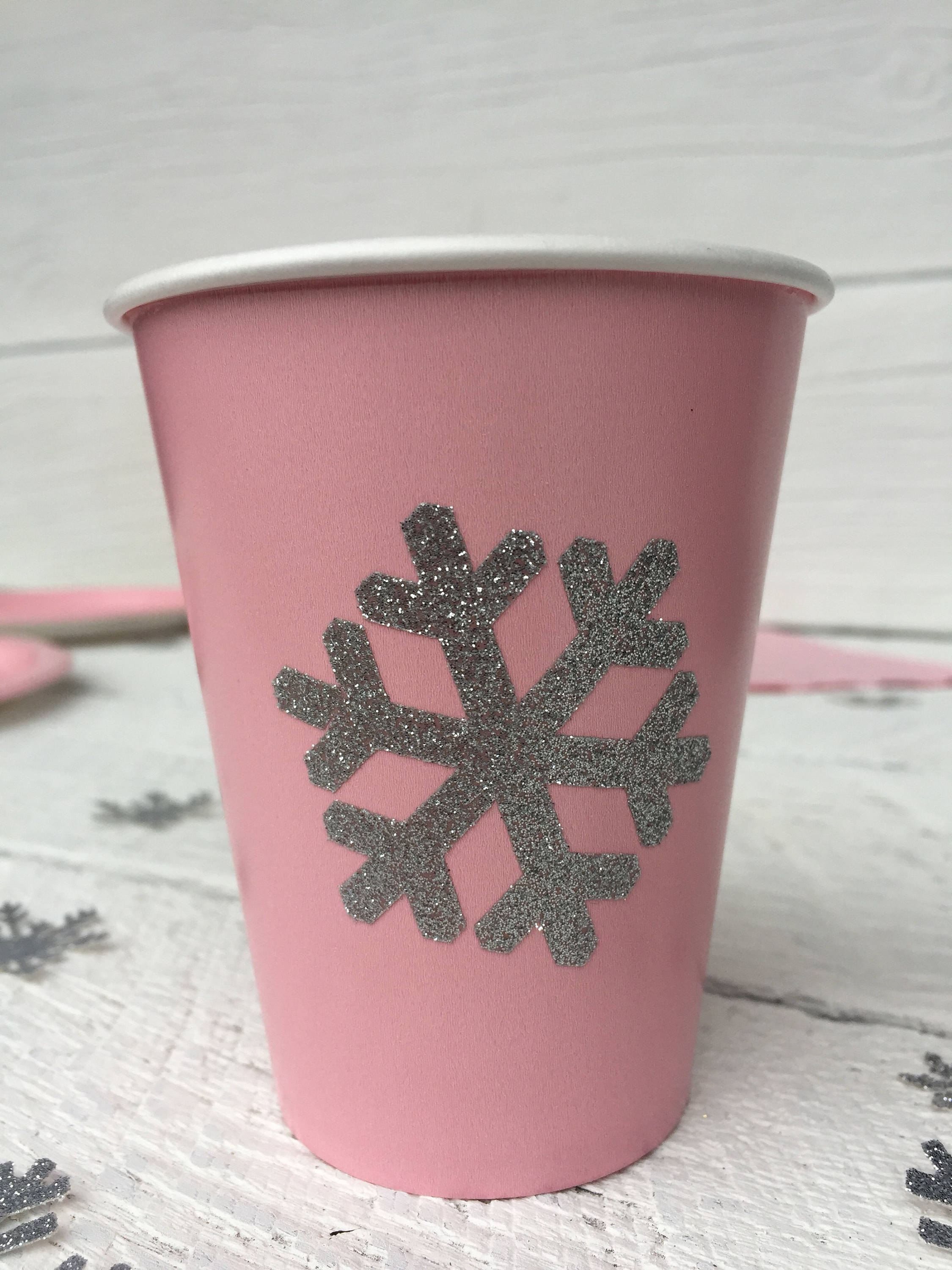 Pink and Silver Snowflake Cups, Plates, and Napkins, Winter Wonderland ...