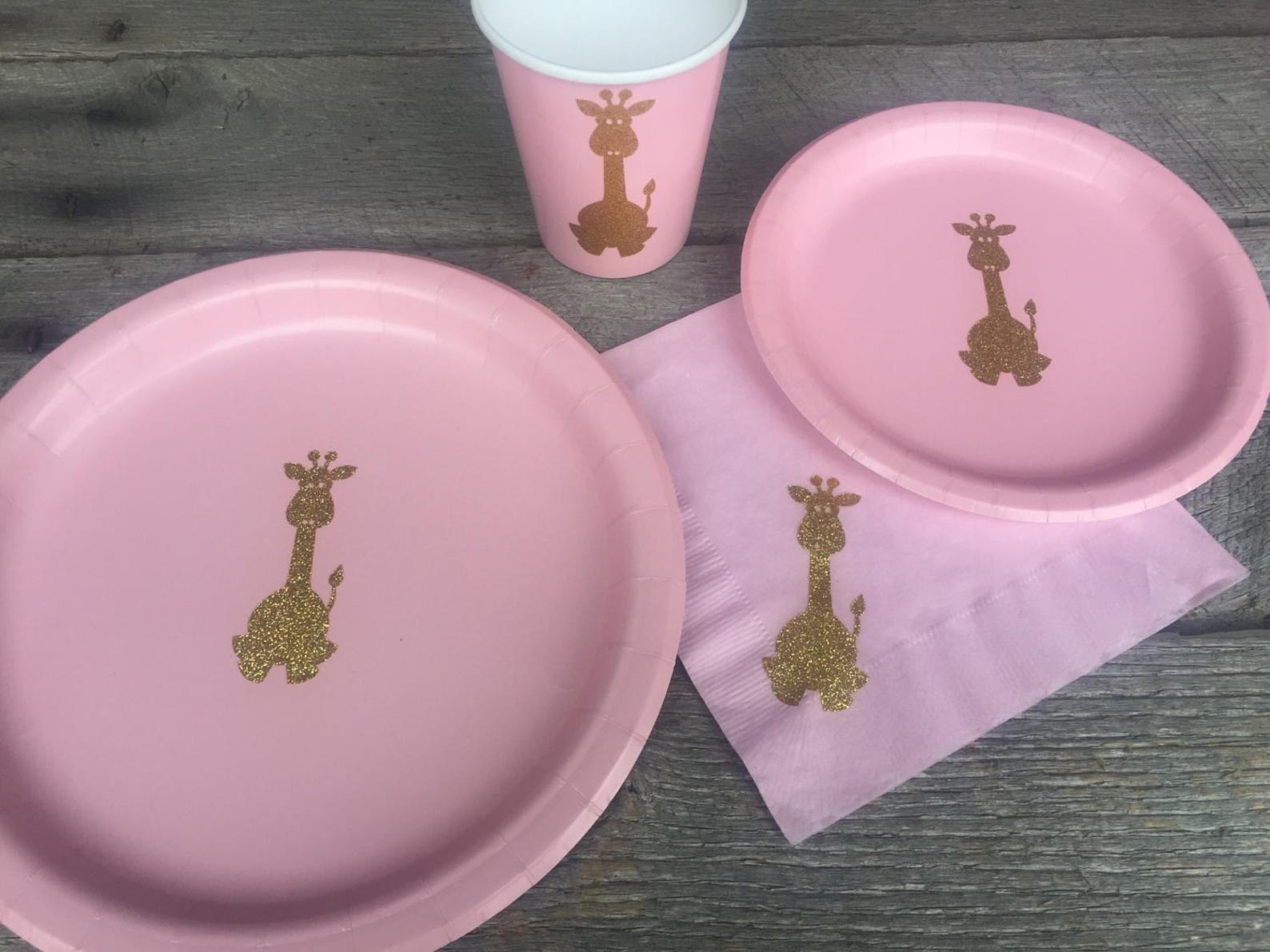 Giraffe Party, Giraffe Cups, Plates, Napkins, Giraffe Gold Glitter ...