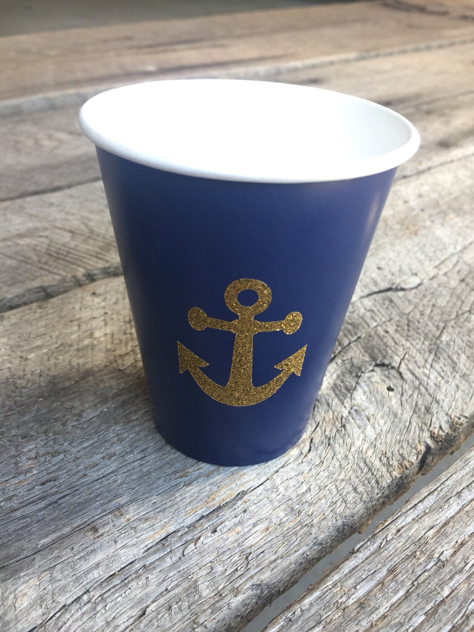 Anchor Cups Plates and Napkins Gold Glitter Anchor and Navy - Etsy