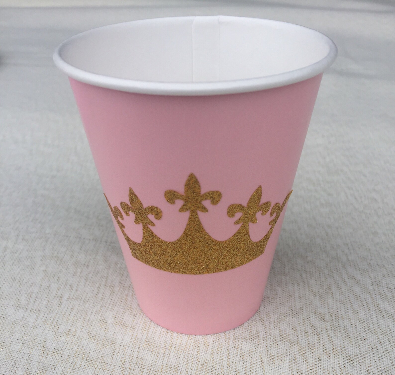 Princess Crown Pink and Gold Glitter Party Cups Plates and - Etsy