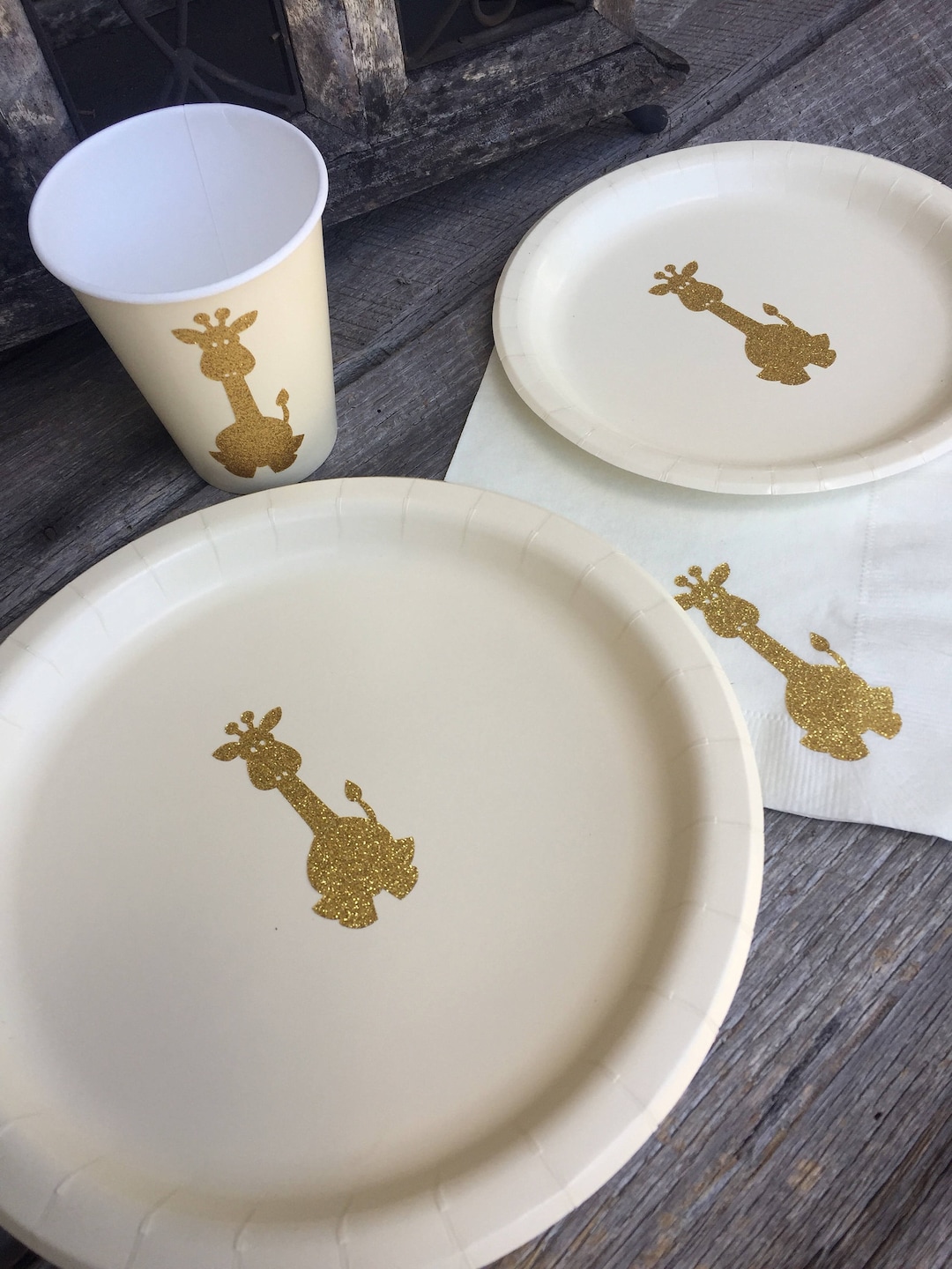 Giraffe Party, Giraffe Cups, Plates, Napkins, Giraffe Gold Glitter ...
