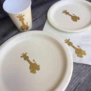 Giraffe Party, Giraffe Cups, Plates, Napkins, Giraffe Gold Glitter ...