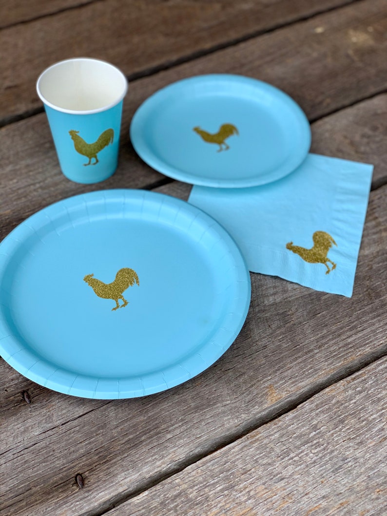 Rooster or Hen?!!! Rooster or Hen Gender Reveal Party Cups, Plates, and ...