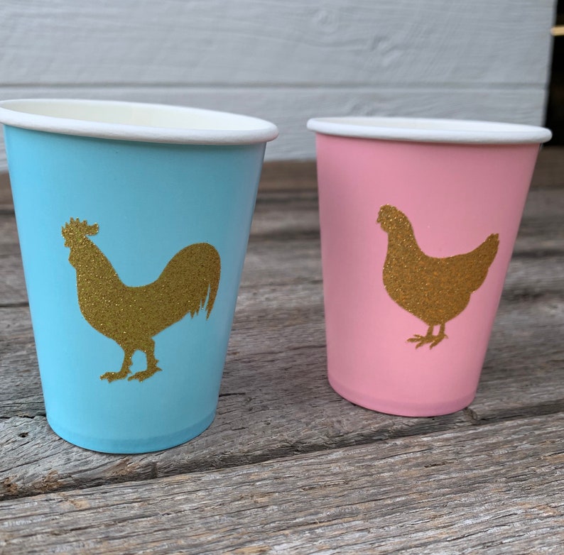 Rooster or Hen?!!! Rooster or Hen Gender Reveal Party Cups, Plates, and ...