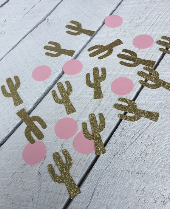 Pink and Gold Glitter Cactus Confetti 50 pieces Cactus | Etsy