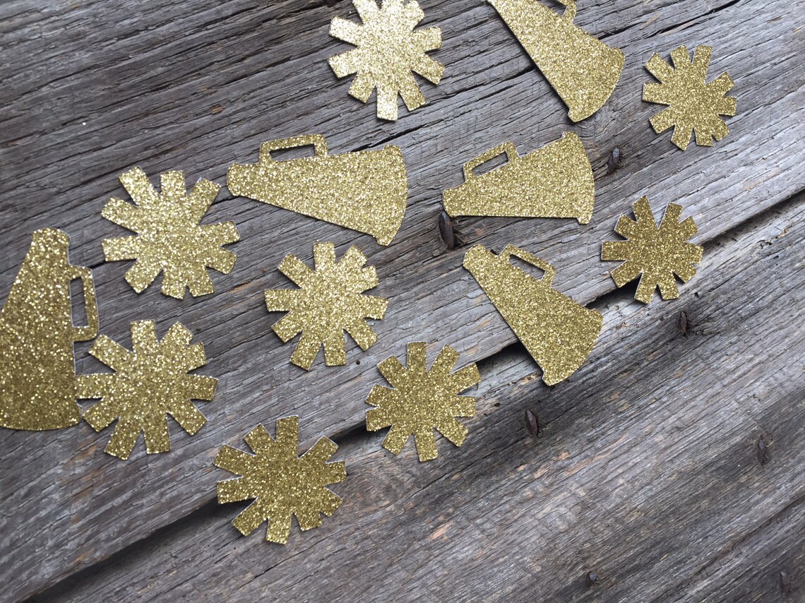 Gold Glitter Cheer Confetti 50 Pieces Cheer Party - Etsy