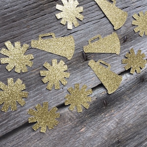 Gold Glitter Cheer Confetti, 50 Pieces, Cheer Party, Cheerleader, Pom ...