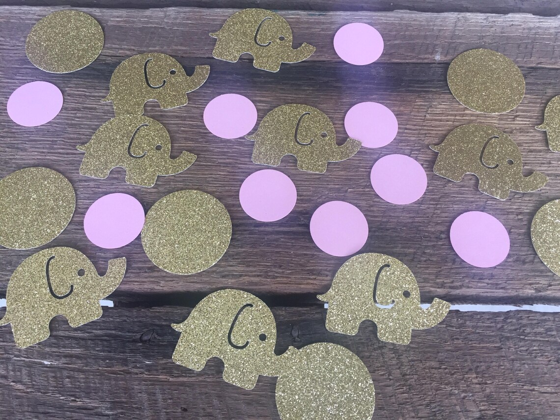 Pink and Gold Glitter Elephant Confetti 50 Pieces Elephant | Etsy