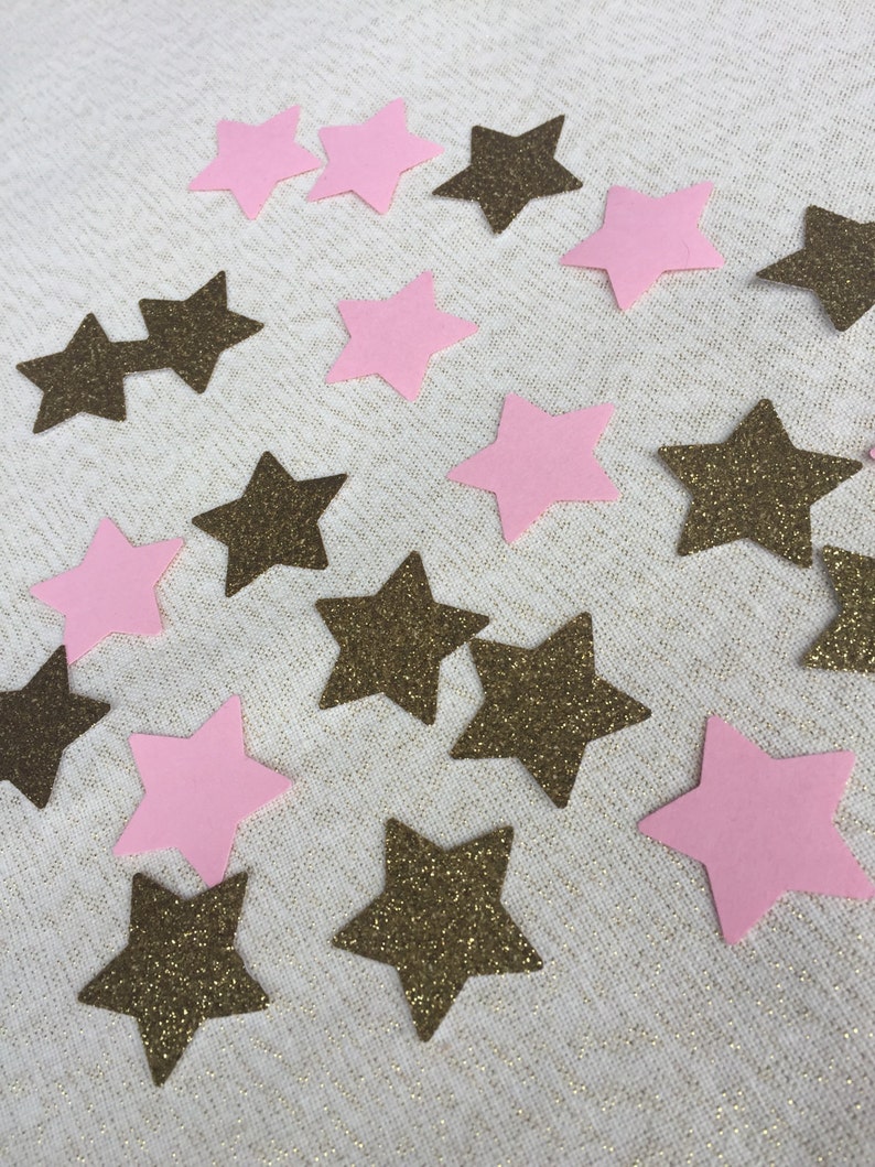 Pink and Gold Glitter Star Confetti, 50 Pieces, Twinkle Twinkle Little ...