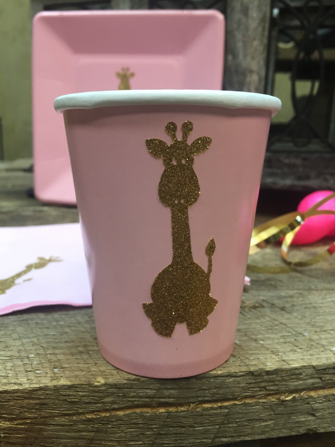 Giraffe Party, Giraffe Cups, Plates, Napkins, Giraffe Gold Glitter ...
