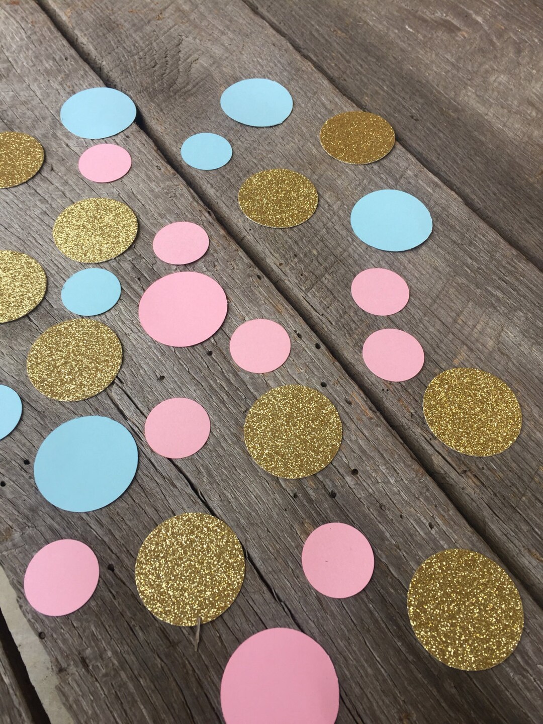 Gold Glitter, Pink and Pastel Blue Confetti, 75 Pieces, Gender Reveal ...
