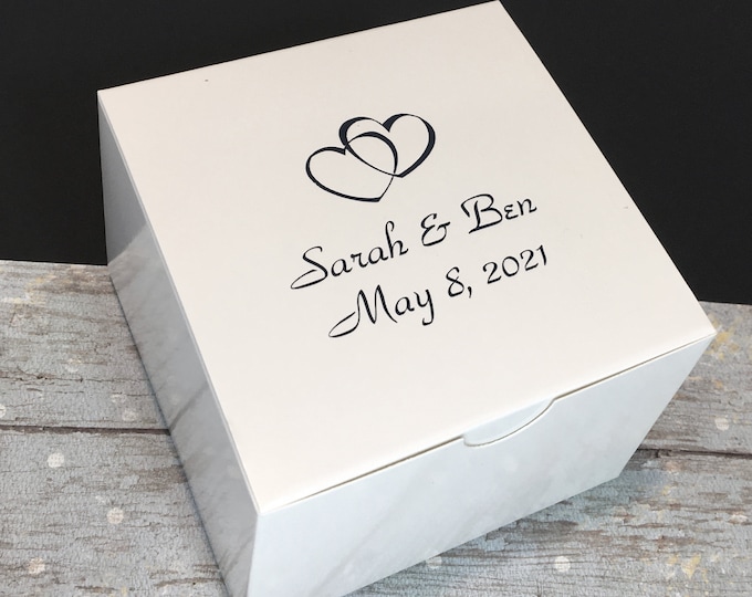 Personalized White Cake or Candy Favor Box 4x4x3 - Etsy