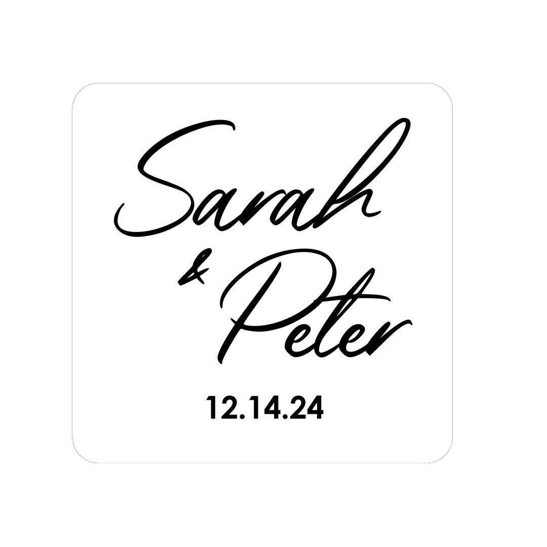 Square Personalized Custom Wedding Sticker or Label - 2" White - Etsy