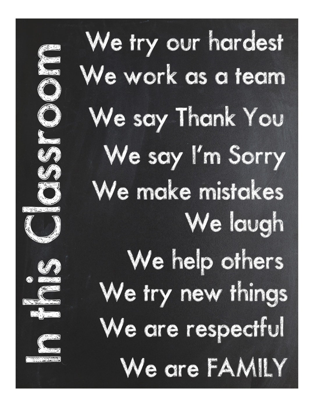 Classroom Sign ~ in This Class We ~ - Etsy