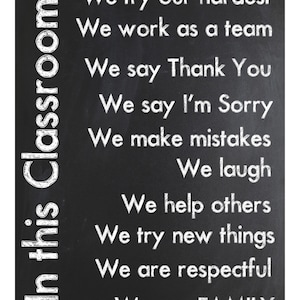Classroom Sign ~ in This Class We ~ - Etsy
