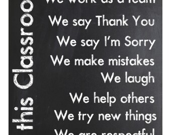 Classroom Sign in Our Class We Don't Do Easy / White | Etsy