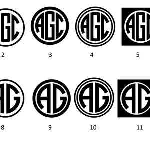 Circle Monograms OUTDOOR VINYL choose Your Size, Color, and Style - Etsy