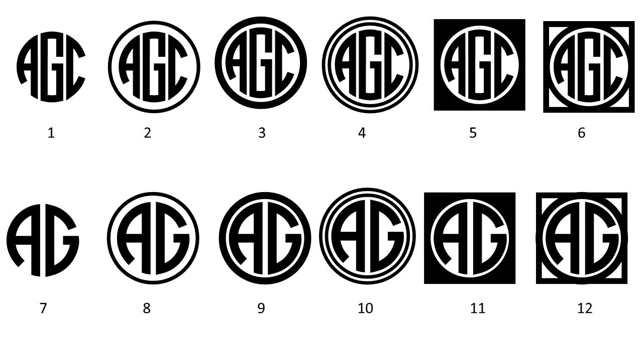 Circle Monograms OUTDOOR VINYL Choose your Size Color and | Etsy