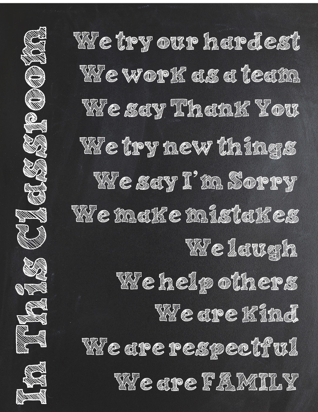 Classroom Sign ~ in This Class We .... (with We Are Kind) ~ Farmhouse ...