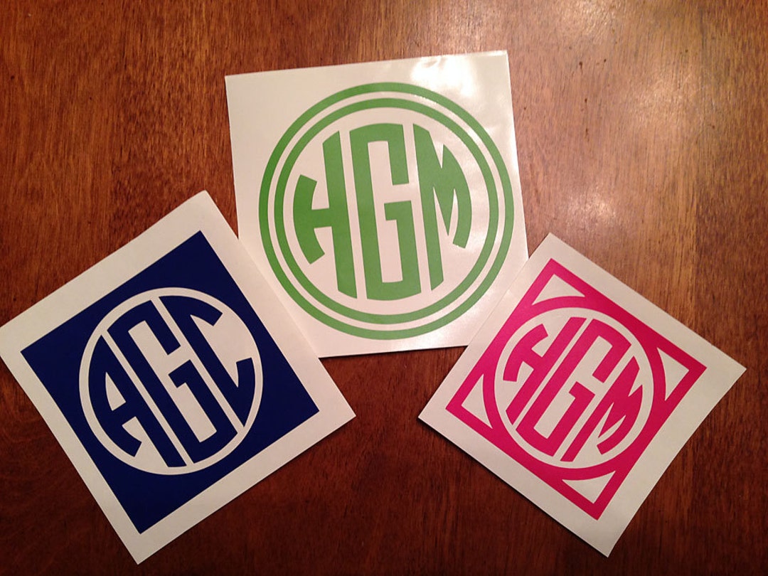 Circle Monograms OUTDOOR VINYL choose Your Size, Color, and Style - Etsy
