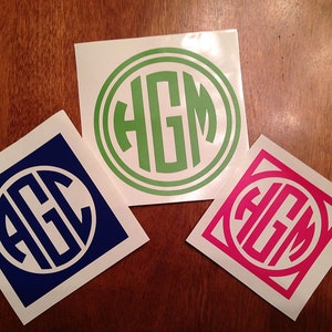 Circle Monograms OUTDOOR VINYL choose Your Size, Color, and Style - Etsy
