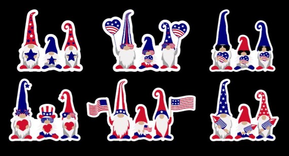 Patriotic Gnome Stickers Patriotic Gnomes Memorial Day - Etsy