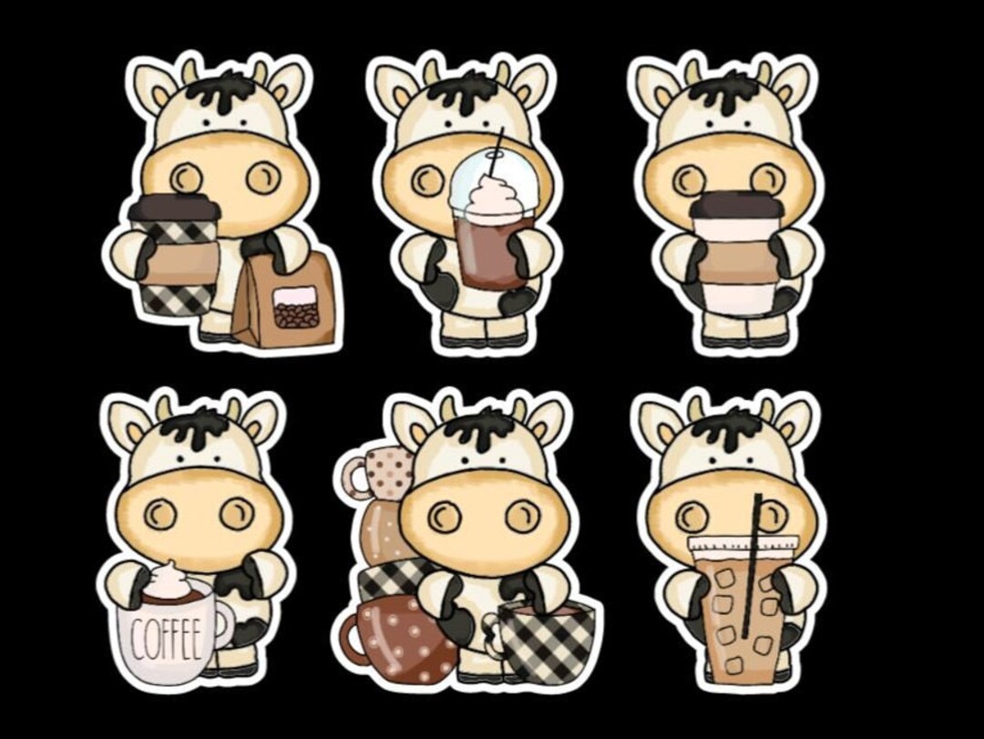 Coffee Barista Cows, Cow Coffee Stickers, Cows, Cow Stickers, Stickers ...