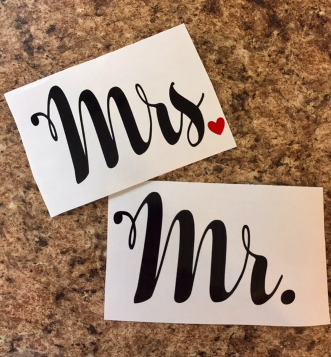 Mr. and Mrs. Vinyl Decal Set OUTDOOR Vinyl Listing - Etsy