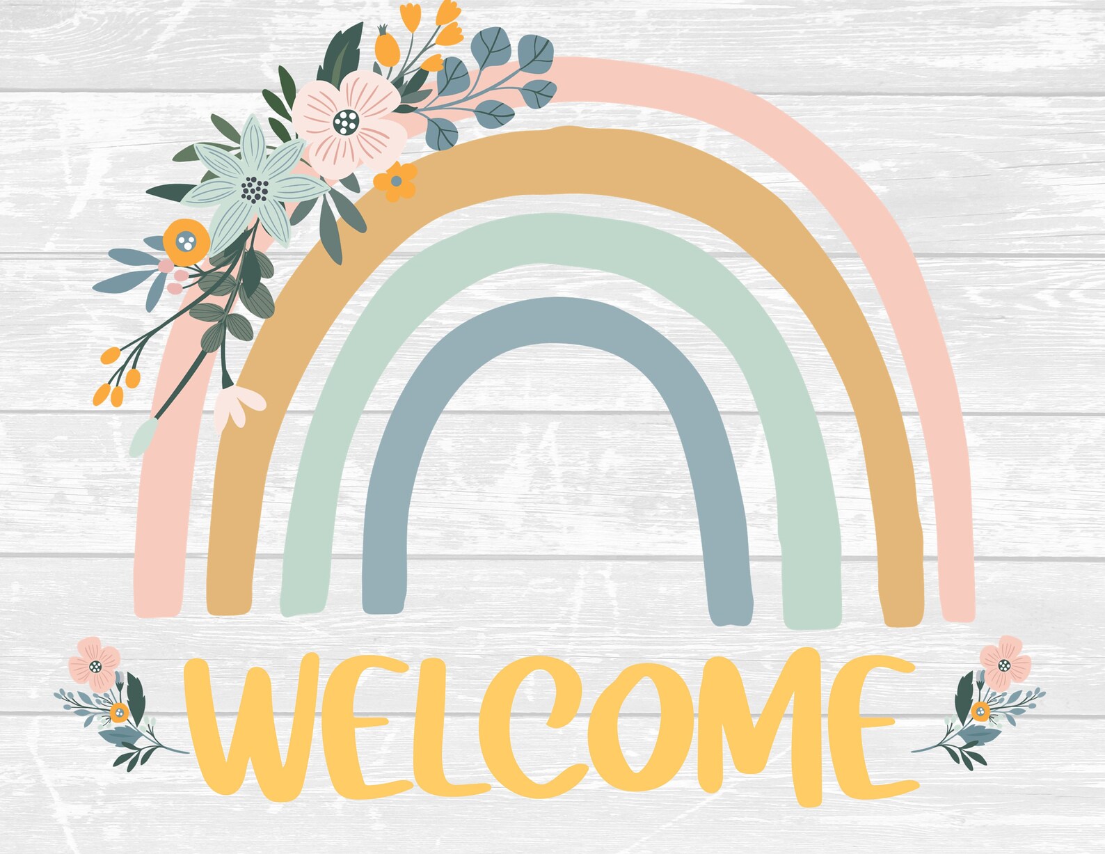 Classroom Door Sign | Personalized Classroom | Boho Rainbows Theme ...
