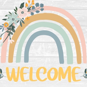 Classroom Door Sign | Personalized Classroom | Boho Rainbows Theme ...