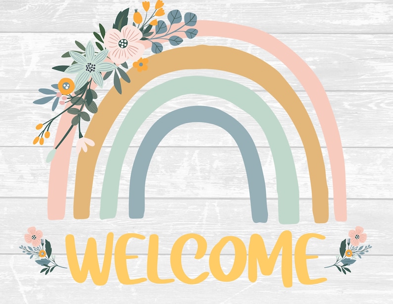 Classroom Door Sign | Personalized Classroom | Boho Rainbows Theme ...