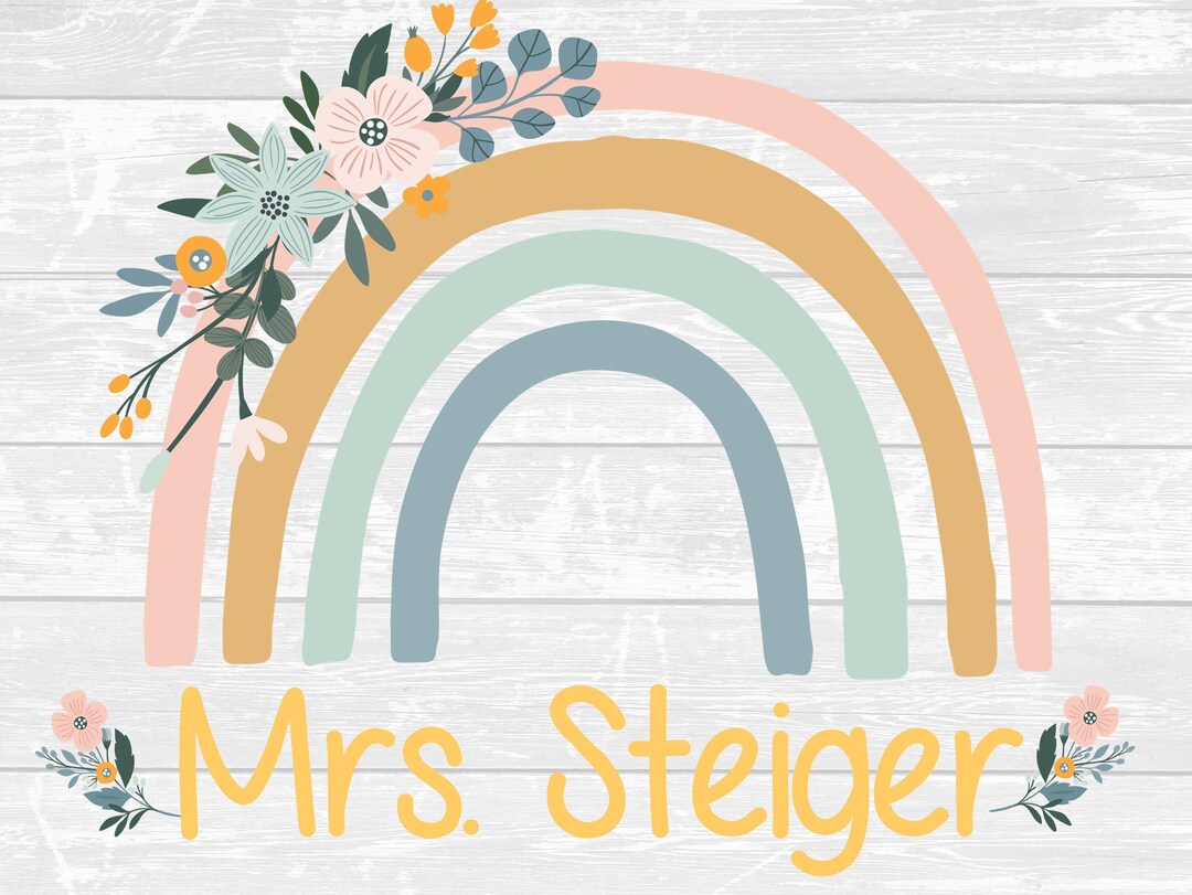 Classroom Door Sign | Personalized Classroom | Boho Rainbows Theme ...