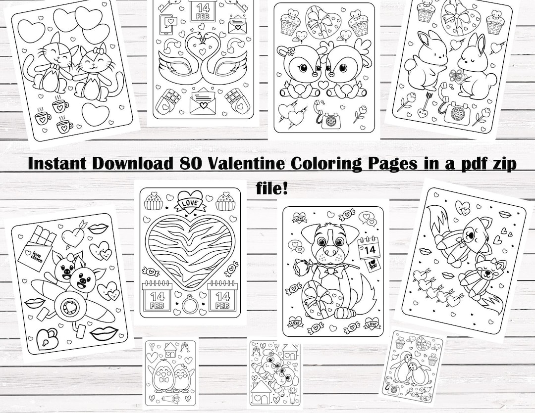 Valentine Classroom Coloring Pages, Valentine Instant Download Activity ...