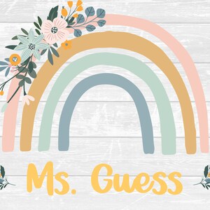 Classroom Door Sign Personalized Classroom Boho Rainbows - Etsy
