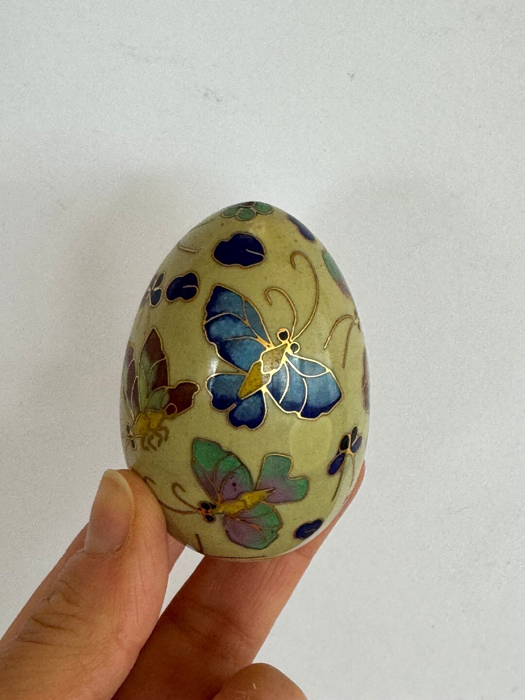 CERAMIC EGG Decorated With BUTTERFLIES, Small Collectible Egg, Vintage ...