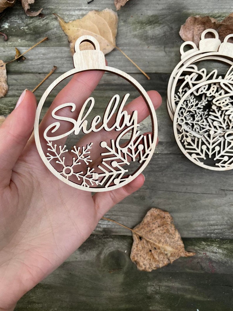 CHRISTMAS wood decor Christmas baubles personalized ornament | Etsy