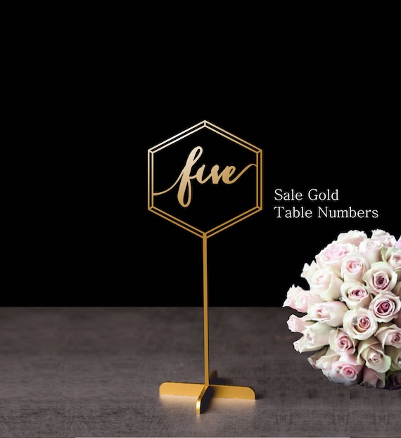 Hexagon Table Numbers.wedding Signs.table Numbers Gold Table - Etsy