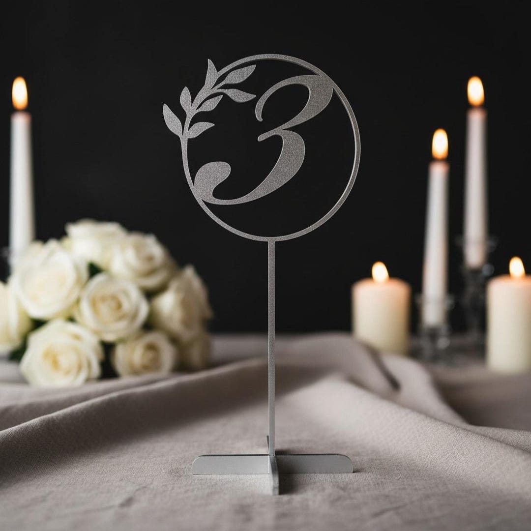 Silver Wedding Table Numbers, Elegant Freestanding Table Numbers ...
