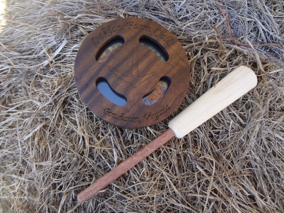 Slate over glass pot style turkey call in black walnut with | Etsy