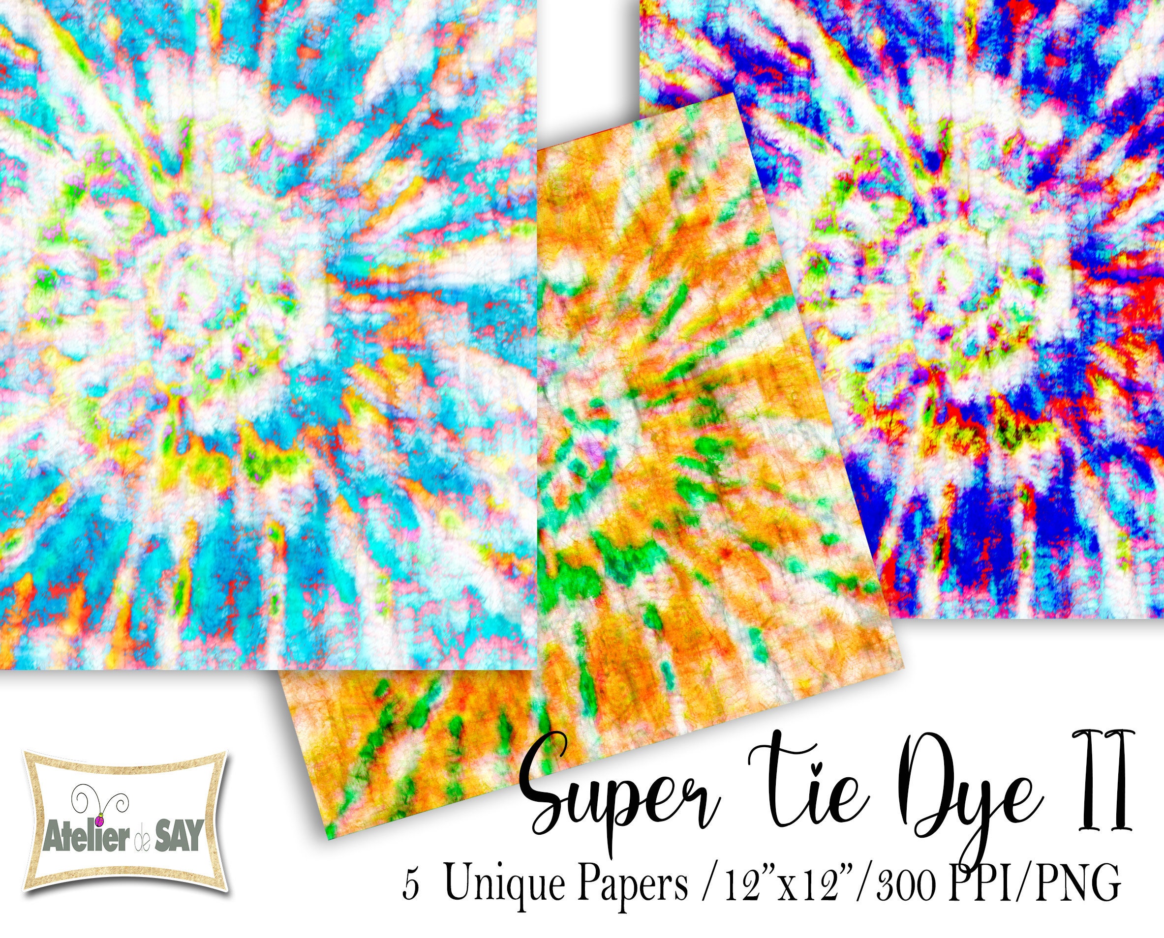 TIE DYE Digital Paper/printable Batik Digital Paper/patriotic Colors in ...