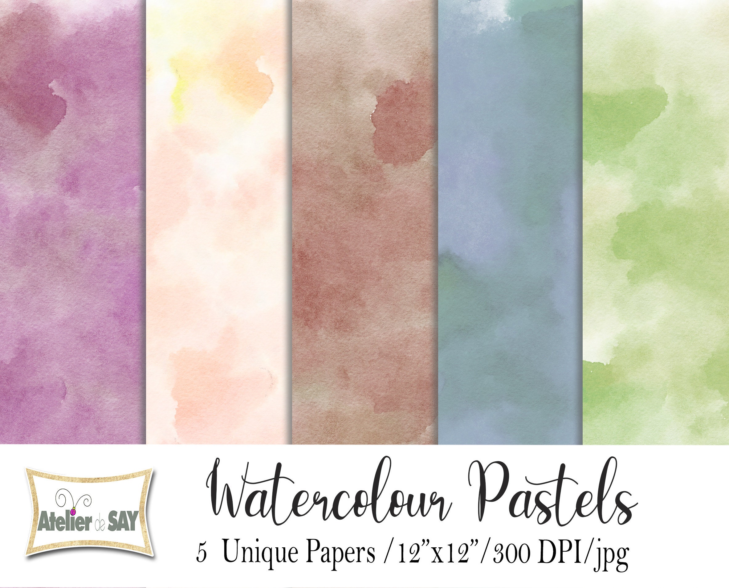 Pastel Watercolor Digital Paper/real Watercolor Paint Background ...
