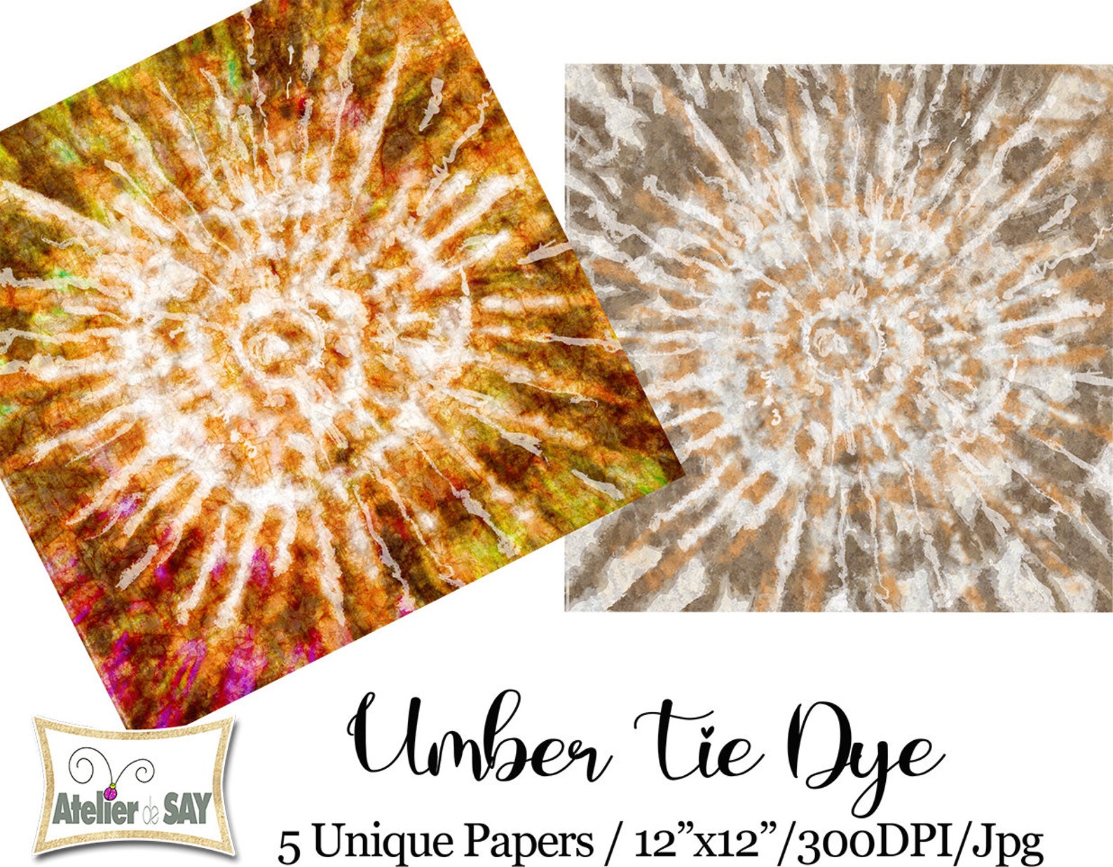 TIE DYE Printable Paper Bundle/tie Dye Digital Pattern/fall Scrapbook ...