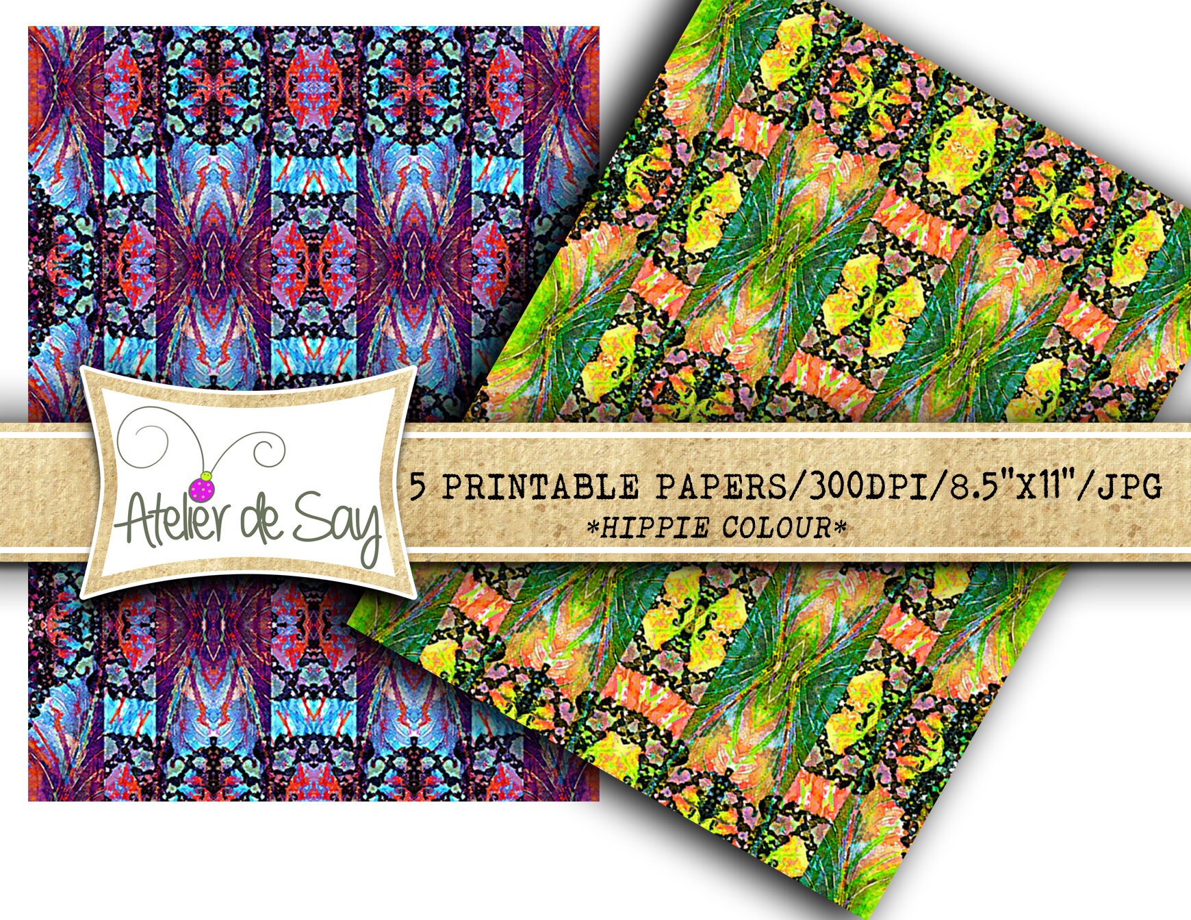 BOHO Digital Paper Pack/colorful Printable Paper/boho Printable ...