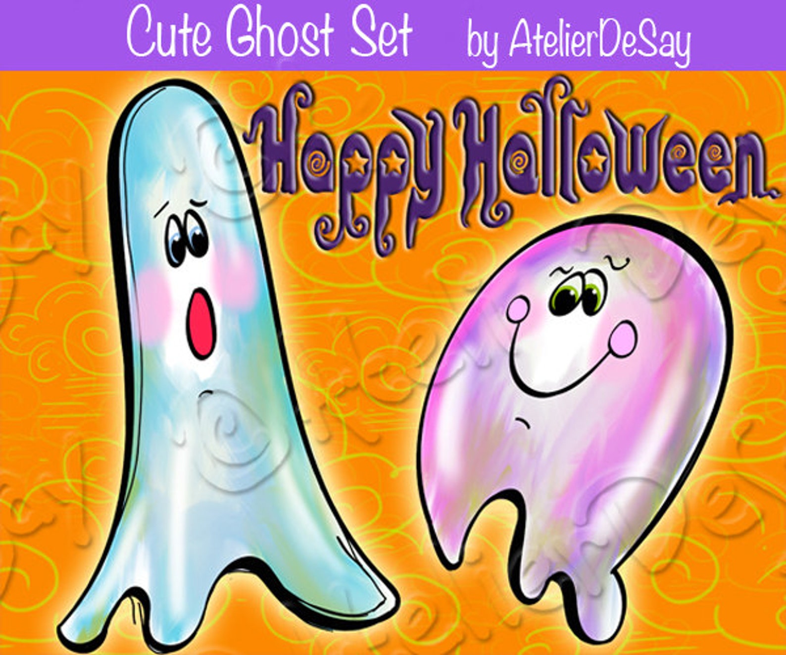 Cute Ghosts HALLOWEEN CLIPART Set/ghost Clipart/cute | Etsy