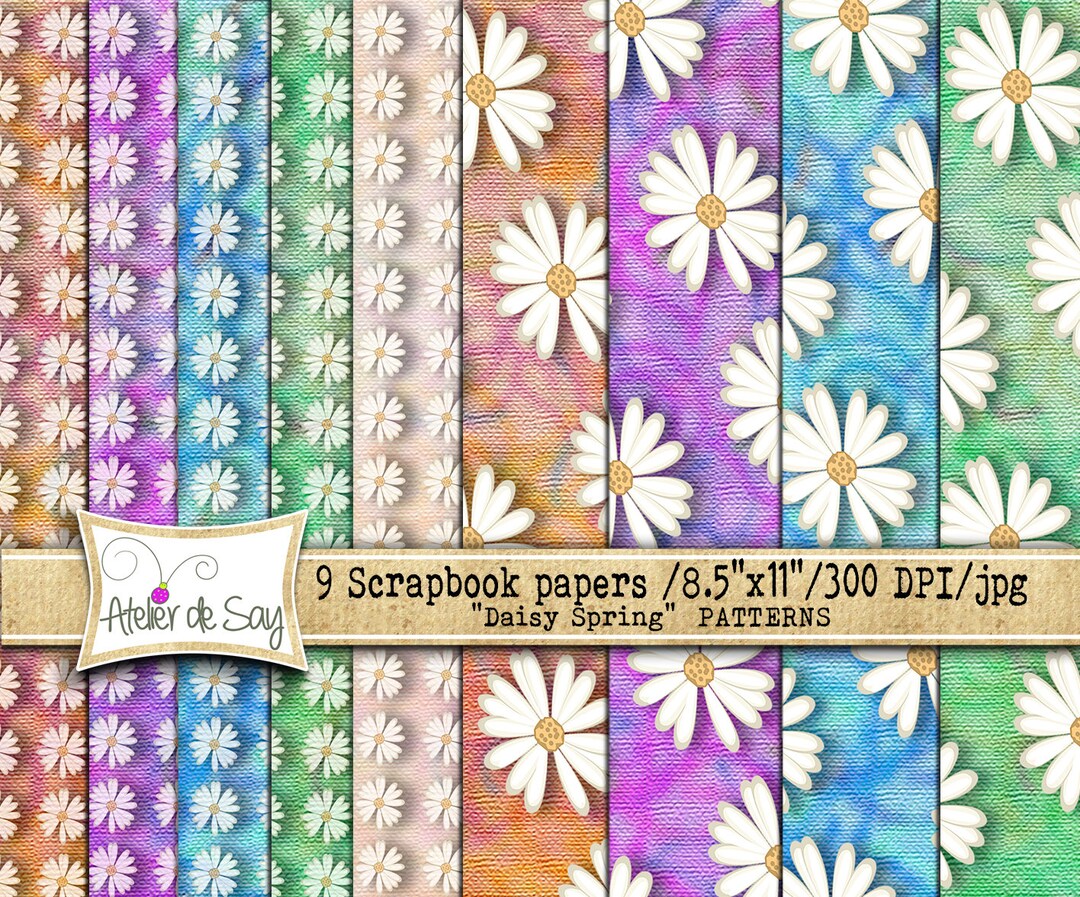 Daisy Spring Digital Paper/floral Paper/daisies/ Digital - Etsy