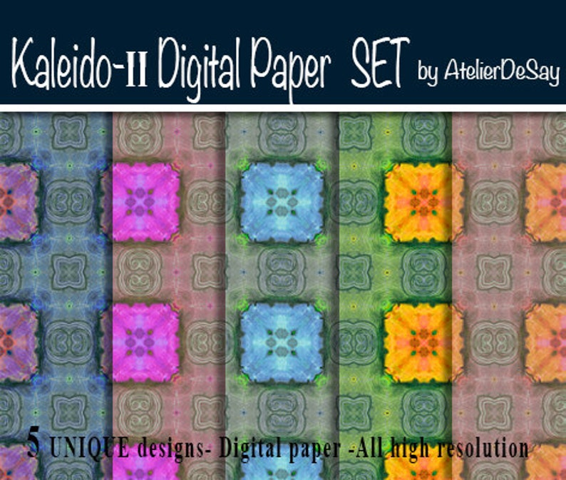 Kaleidoscope Pattern Printable Paper, Scrapbooking, Cards, ATC, Digital ...