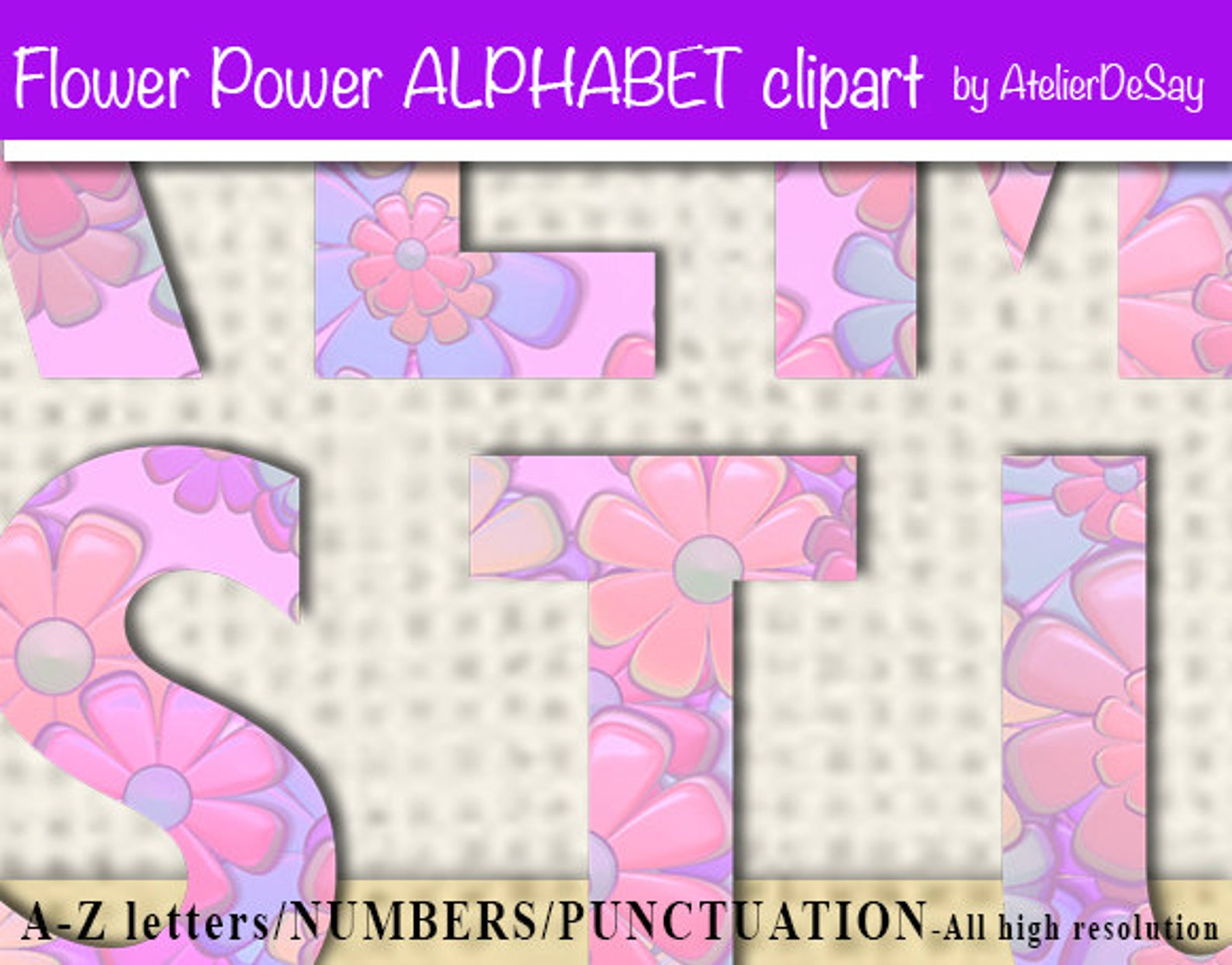 ABC Clipart , Digital Alphabet ,pink, Violet, Printable Letters ...
