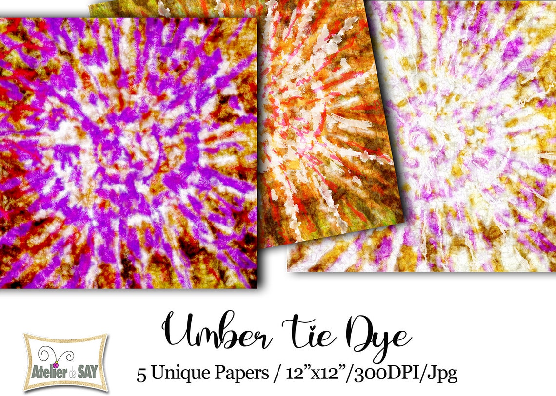 TIE DYE Printable Paper Bundle/tie Dye Digital Pattern/fall Scrapbook ...